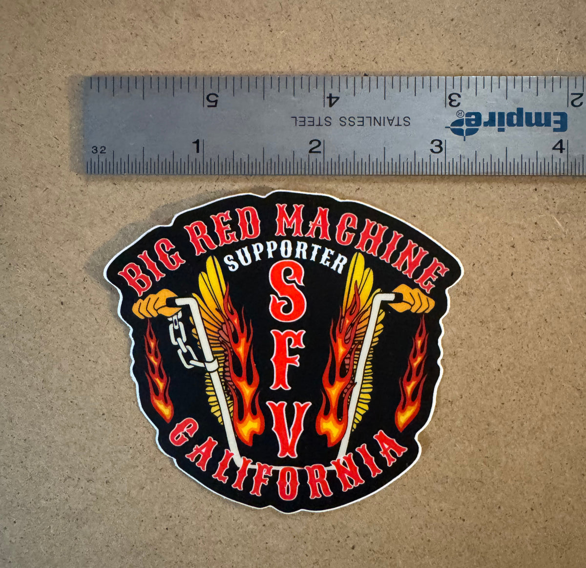 Big Red Machiner Handlebars and Wings Sticker – HAMC SFV Support Gear